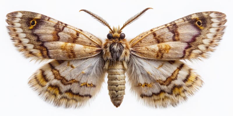 Moth: an Image of a Moth, Displaying Its Fuzzy Body, Feathery Antennae ...