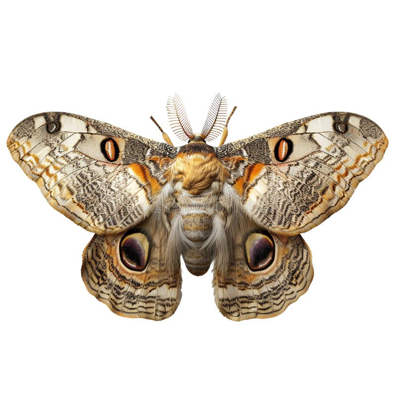 Moth with Intricate Markings and Large Eyes Stock Image - Illustration ...
