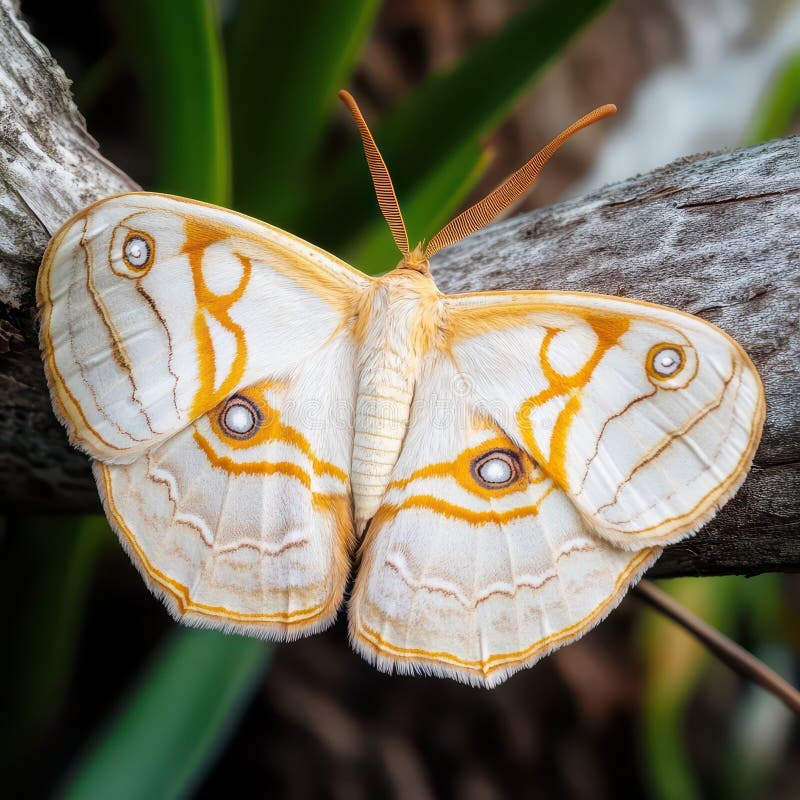 Moth Resting on Tree Branch in Tropical Garden Stock Image - Image of ...