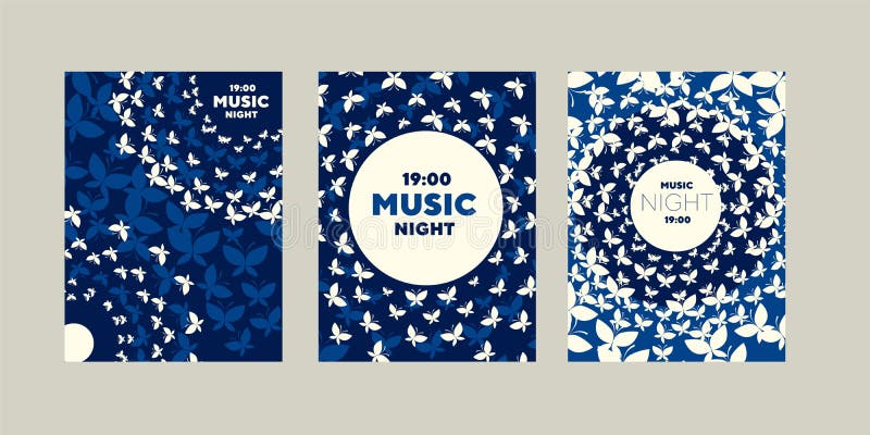 Moth Round Light Concept Music Night Poster Stock Vector - Illustration ...