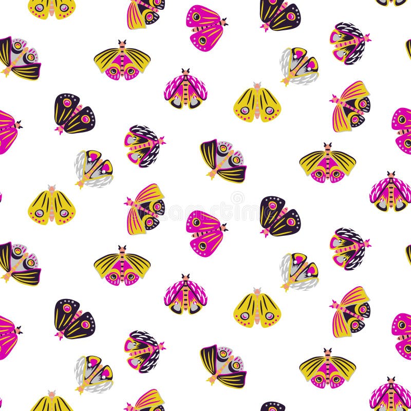 Moth Seamless Vector Pattern. Stock Vector - Illustration of paper ...