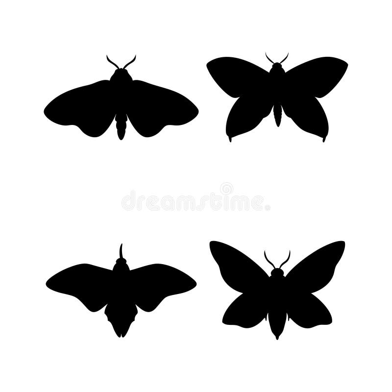 Moth Silhouettes Black Color Simple Clean Vector Illustration Stock ...