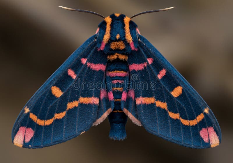 Moth with Striking Vibrant Patterns on Its Wings, Featuring Deep Blue ...