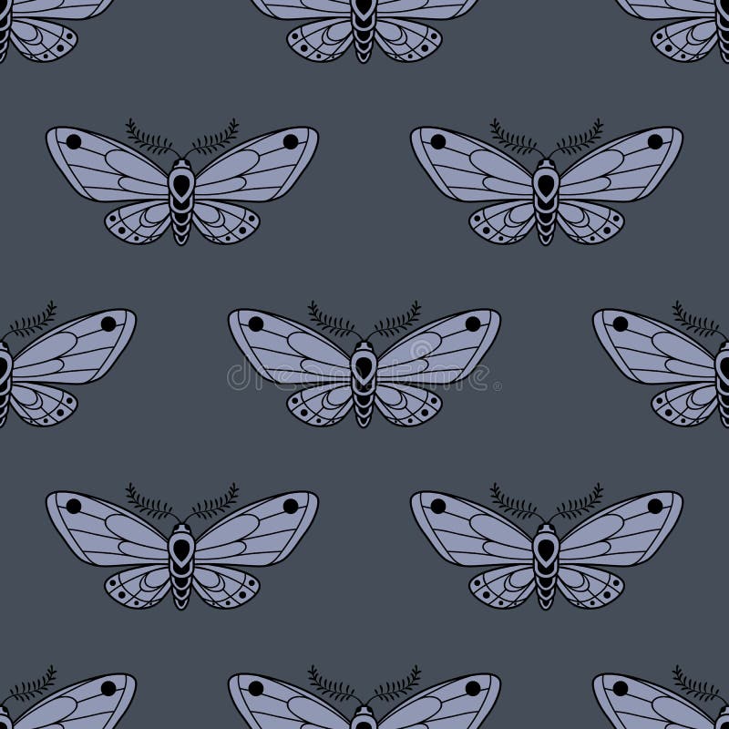 Vector Moth Pattern, Goth Background, Seamless Repeat Stock Vector ...