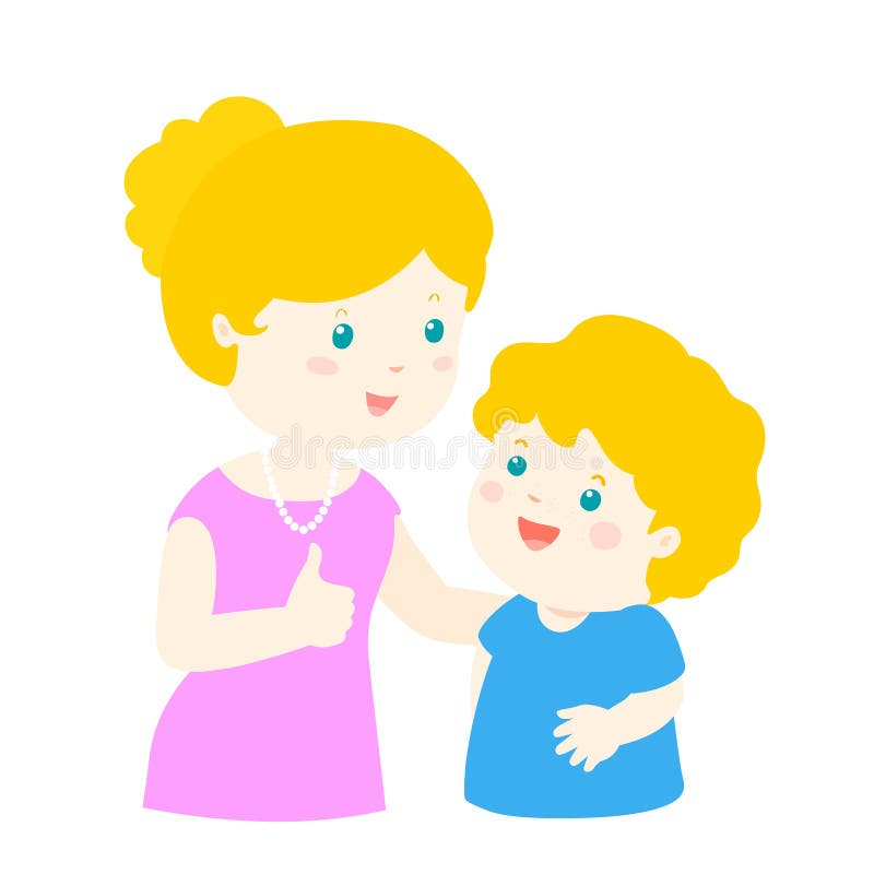 Mother Admire Son Character Cartoon Stock Vector - Illustration of ...