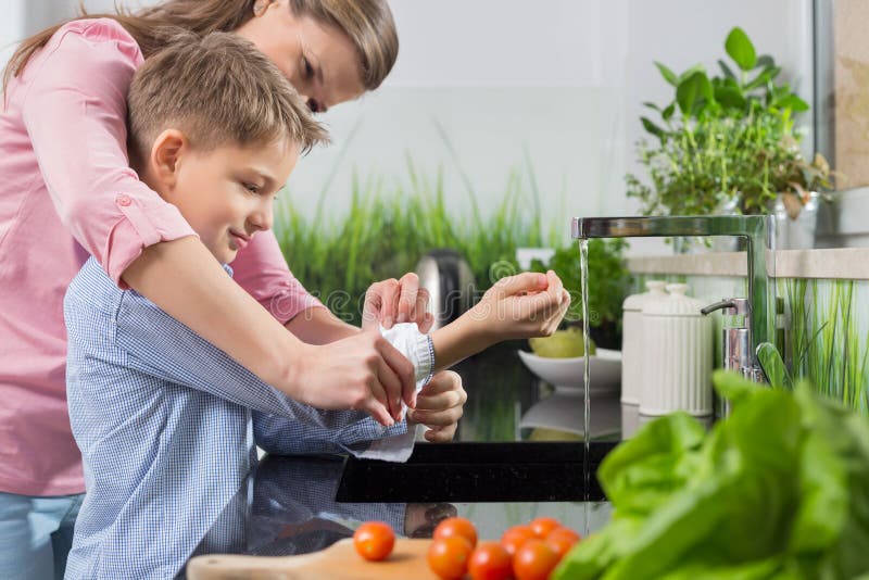 Family Washing Clothes Together Stock Image - Image of family, cleaning ...