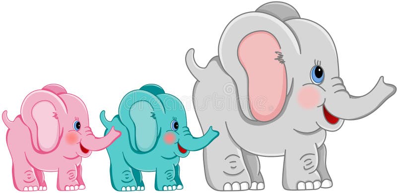 Mother and Elephants Row Frame Border Stock Photo - Illustration of ...