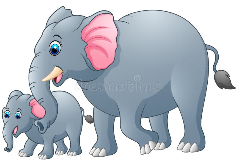 Mother and baby elephant stock vector. Illustration of ball - 68887481