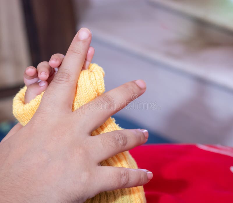 Mother and Baby Finger Touching Together from Flat Angle Stock Image ...