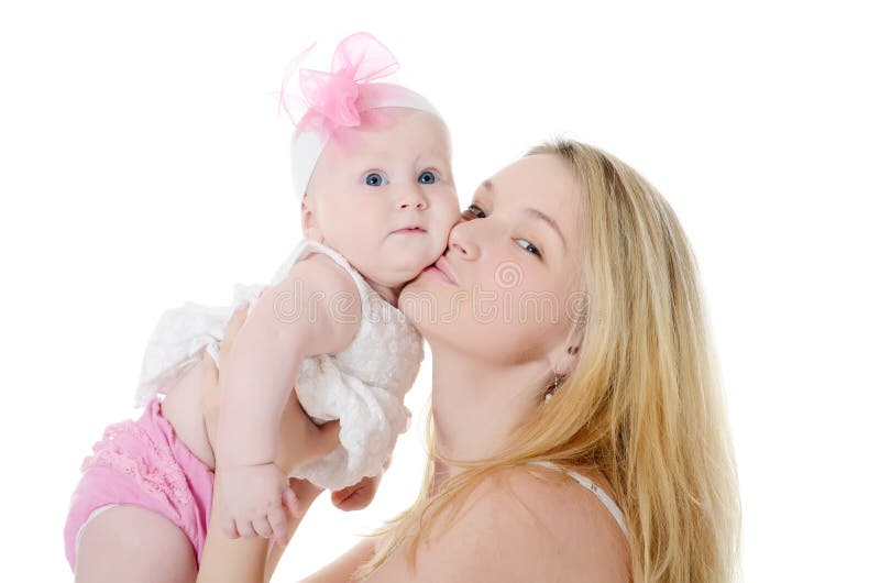 The Mother with Baby Over White Stock Image - Image of cute, care: 28622999
