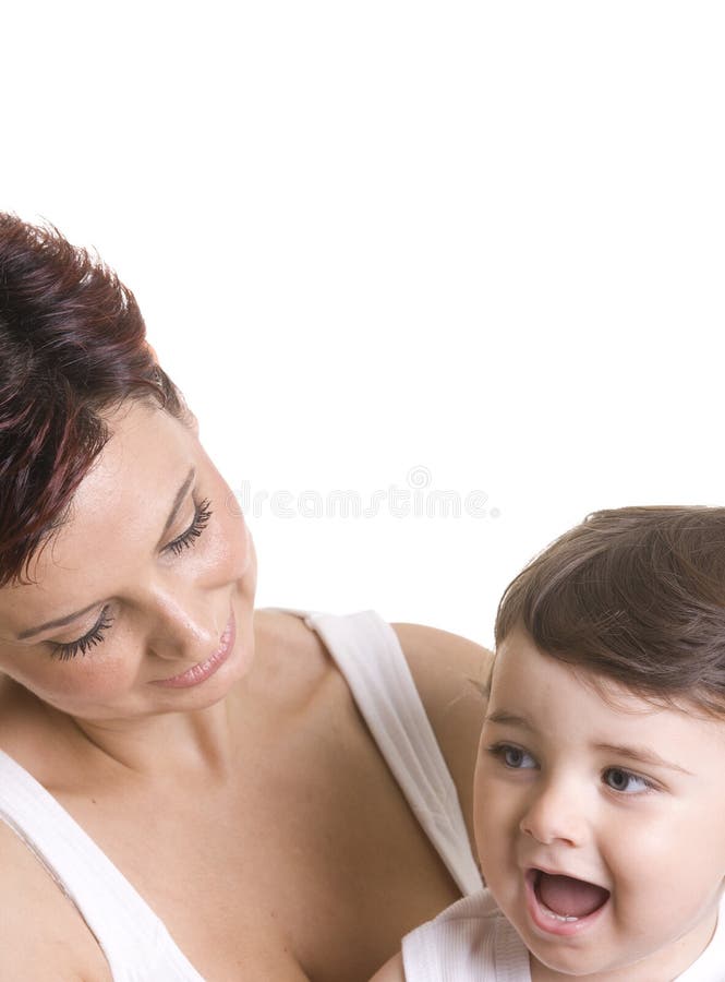 Mother with Baby Over White Stock Photo - Image of beautiful, loving ...