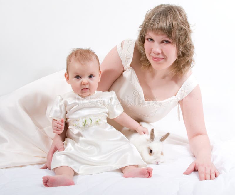 Mother And Baby With Rabbit Picture. Image: 1768609