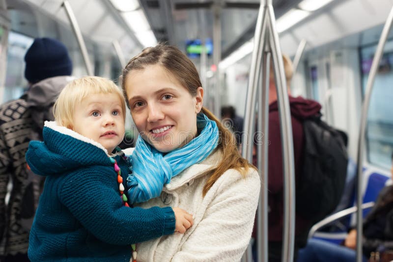 Mother and Son in Subway Train Stock Image - Image of person, people ...