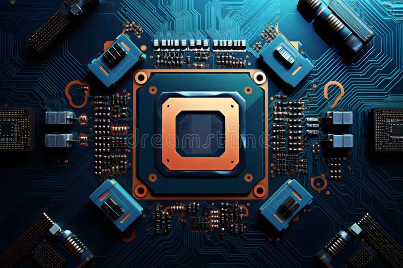 Mother Board Microchip and Circuit Top View Cpu, Generated AI Stock ...