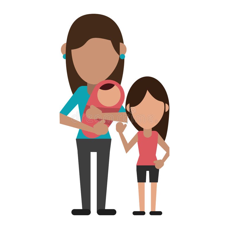 Mother Carrying Her Baby Pictogram Stock Vector - Illustration of flat ...