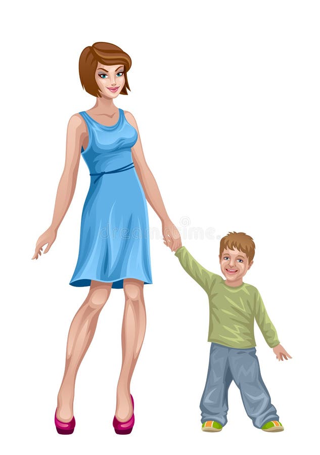 Bye Mum stock vector. Illustration of lady, child, comic - 9599279