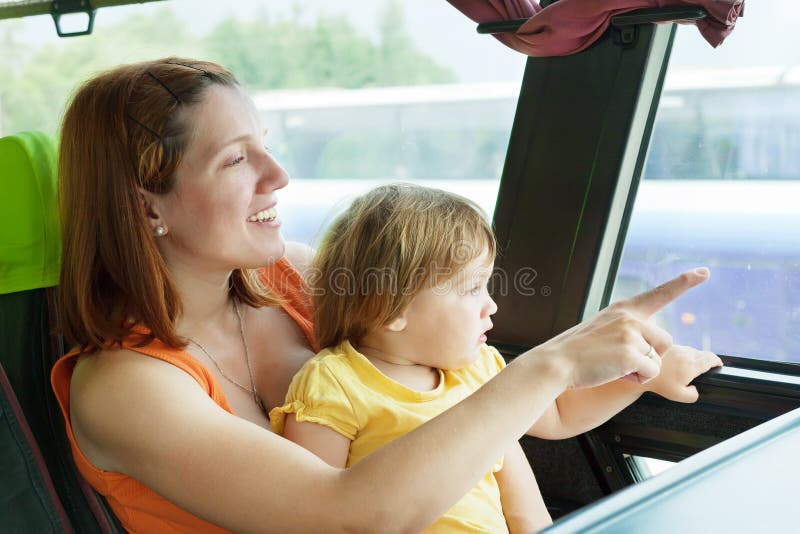 Mother and Child in Autobus Stock Image - Image of casual, frame: 28183979