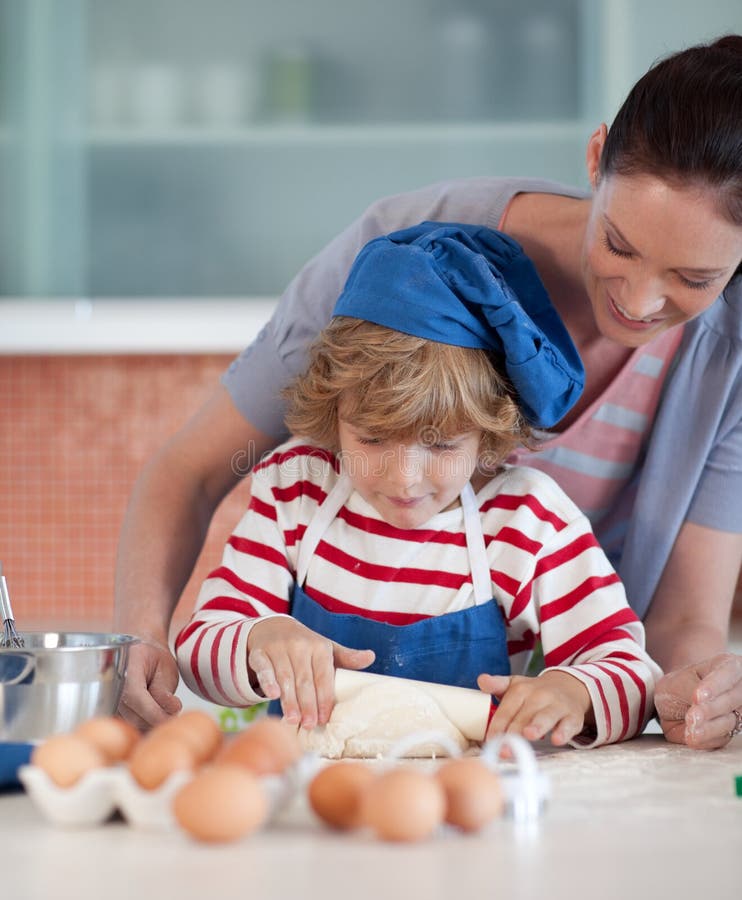 Mother and Child Doing Christmas Baking Stock Image - Image of learning ...
