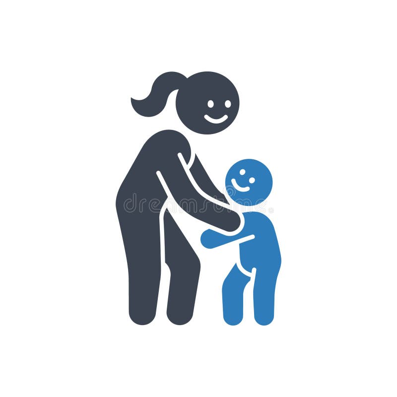 Mother and Child icon stock vector. Illustration of blue - 348614305