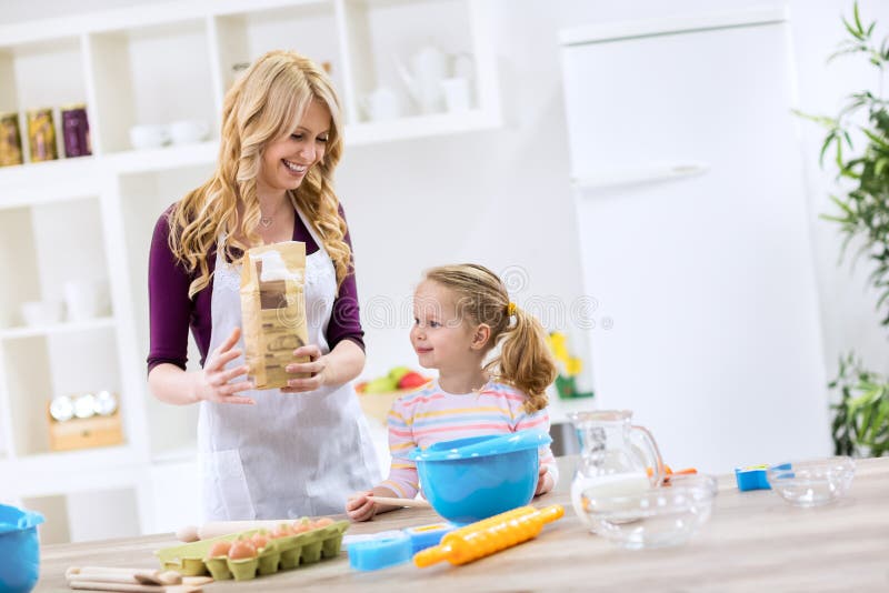 Mother and Child Making Bread Stock Image - Image of eggs, bread: 70925643