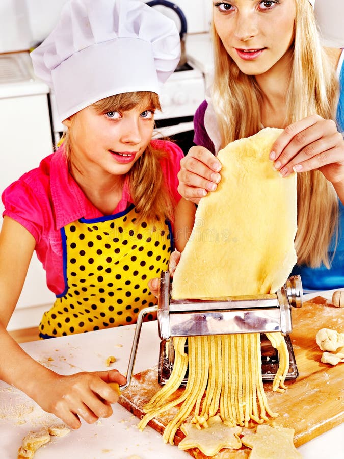 Mother and Child Making Homemade Pasta. Stock Photo - Image of chef ...