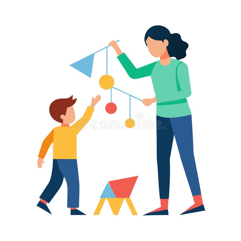 Mother and Child Playtime with Colorful Geometric Shapes, Learning and ...