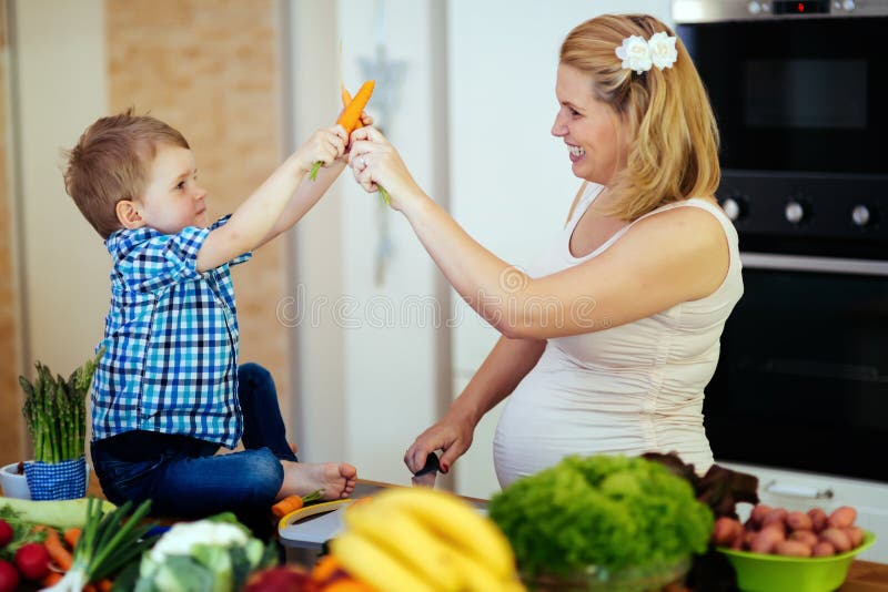 Mother and Child Preparing Lunch Stock Image - Image of female, kitchen ...