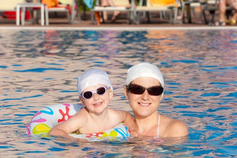 Mother with Child in Swimming Pool Stock Photo - Image of pool, women ...