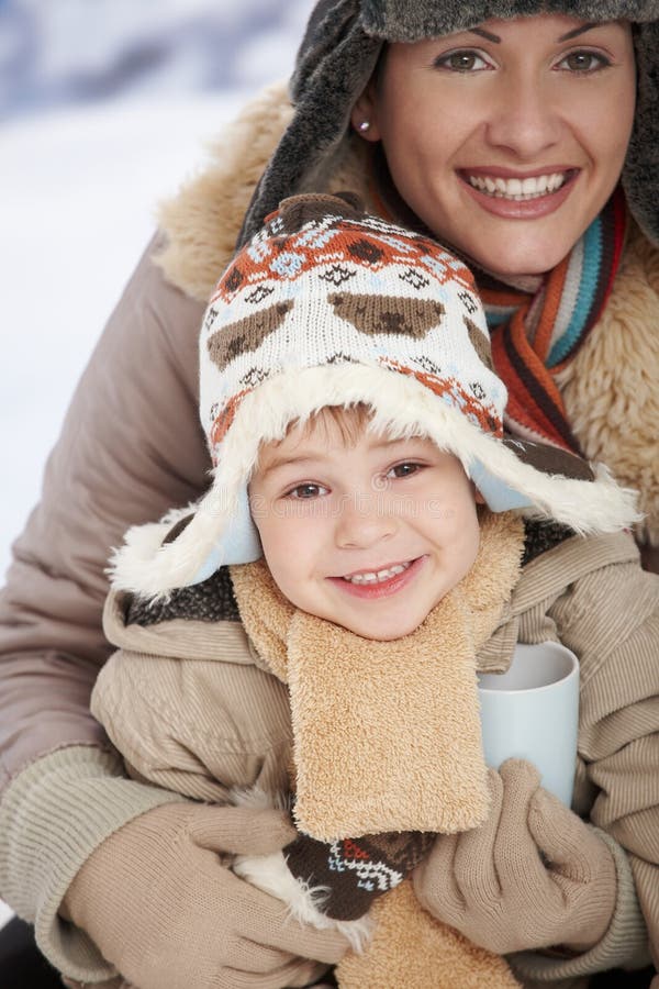 Mother and child at winter stock photo. Image of attractive - 11605260
