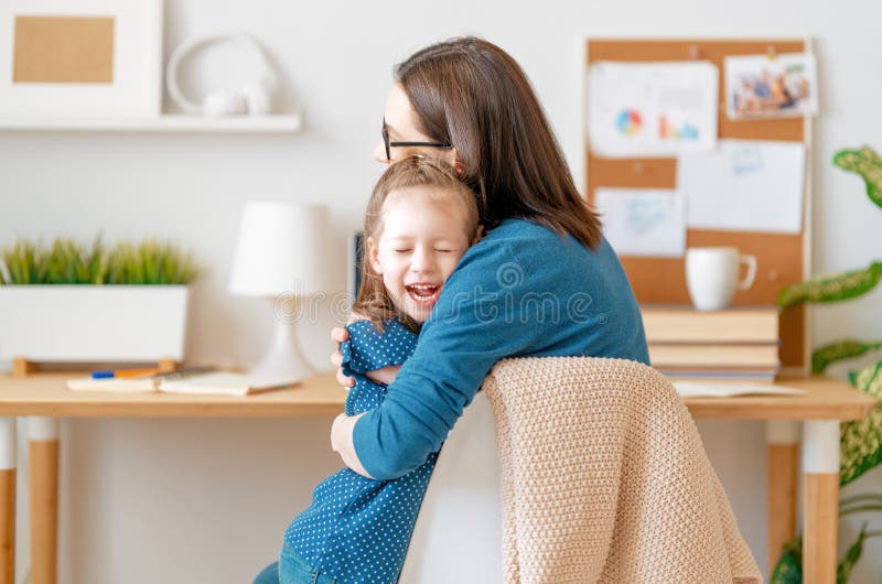 Mother with Child Working on the Computer Stock Image - Image of people ...