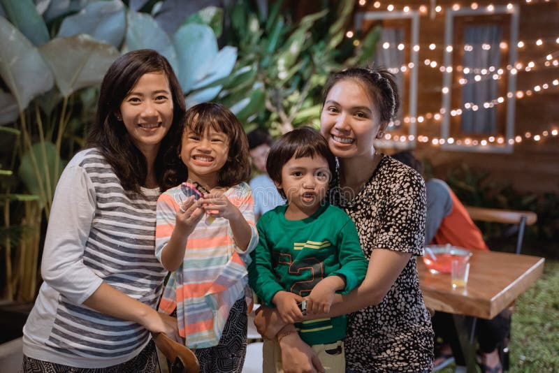 Mother and Children Enjoy the Party Stock Photo - Image of bestfriend ...