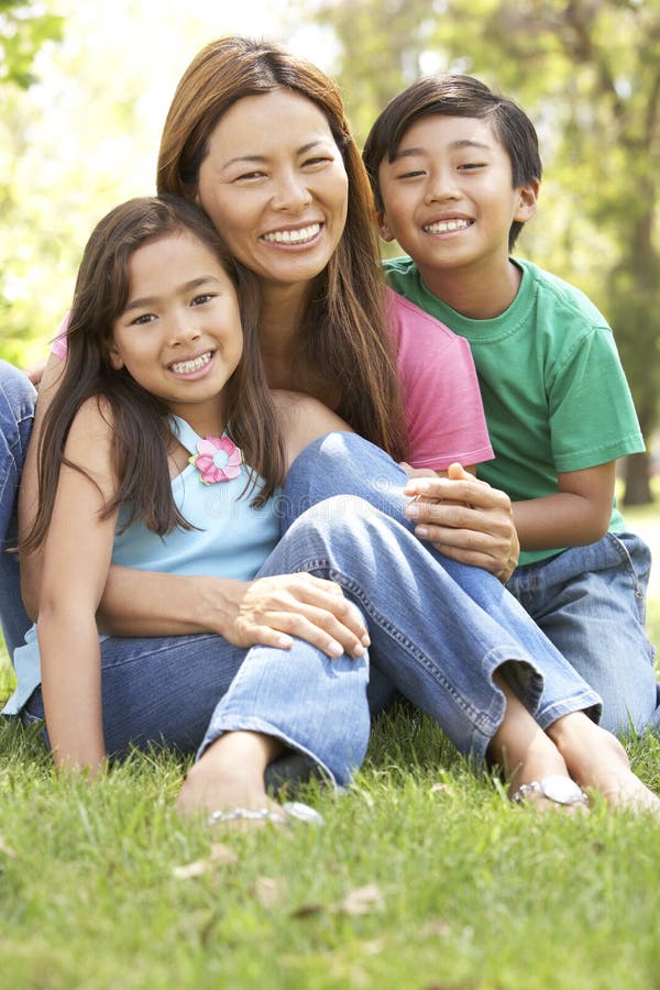 Mother and Children Enjoying Day in Park Stock Photo - Image of family ...