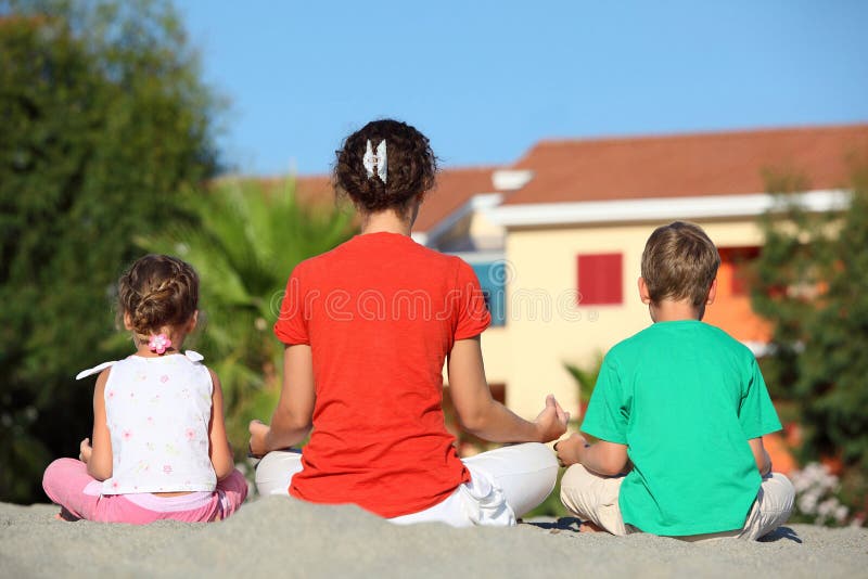Mother with Children Turned the Backs Stock Photo - Image of people ...