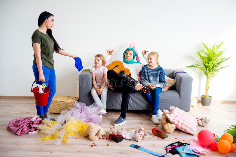 Mother Cleaning Mess at Home Stock Photo - Image of caucasian, mother ...
