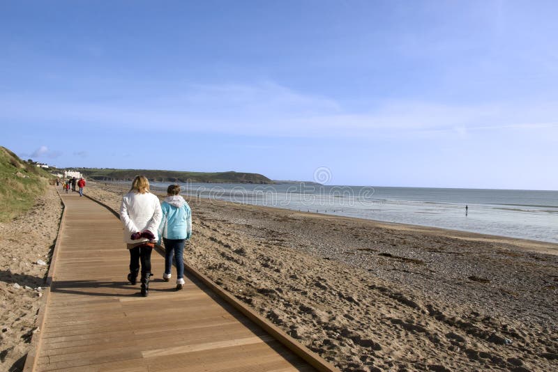 Winter Beach Walk stock image. Image of mother, walk, winter - 55153