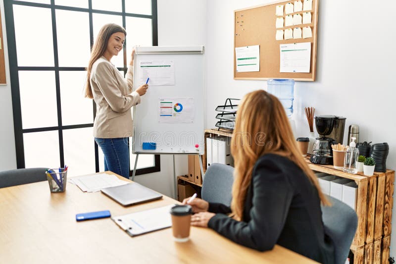 Mother and Daughter Business Workers Smiling Confident Explaning ...