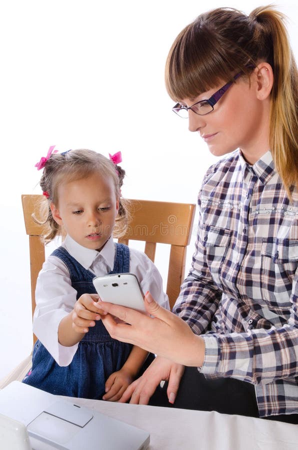 Mother and Daughter on the Computer Stock Photo - Image of laptop ...