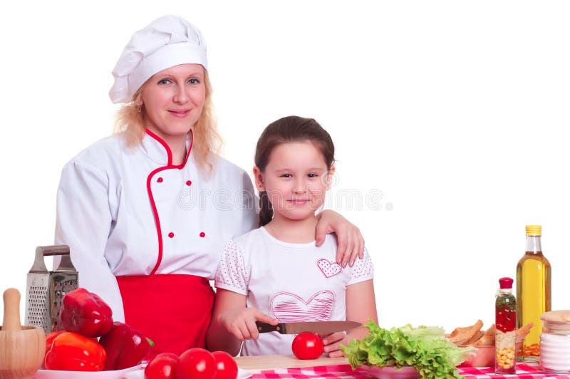 Mother and Daughter Cooking Dinner Stock Photo - Image of childhood ...