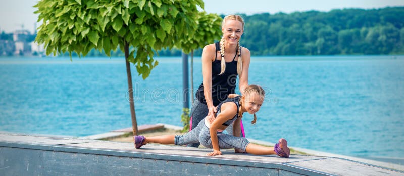 Mother And Daughter Doing Gymnastic Exercises Stock Image Image Of