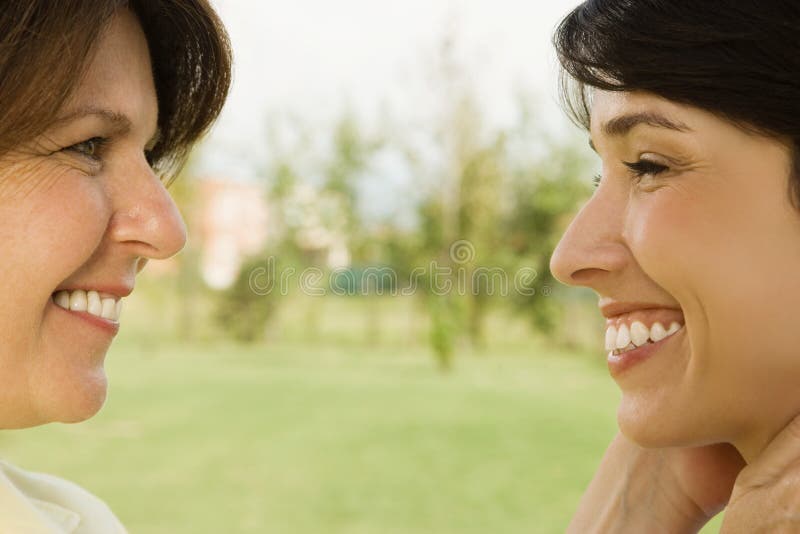 Mother and Daughter Face To Face Stock Photo - Image of caucasian ...
