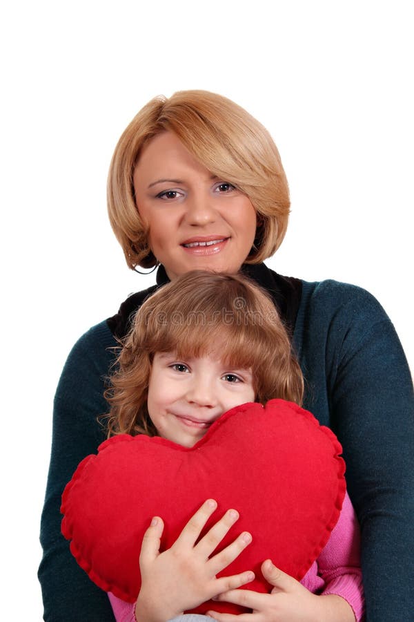 Mother and Daughter with Heart Stock Image - Image of child, expression ...