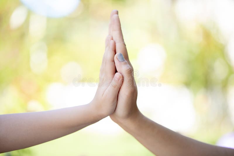 Mother and Daughter High Five Stock Photo - Image of love, childhood ...