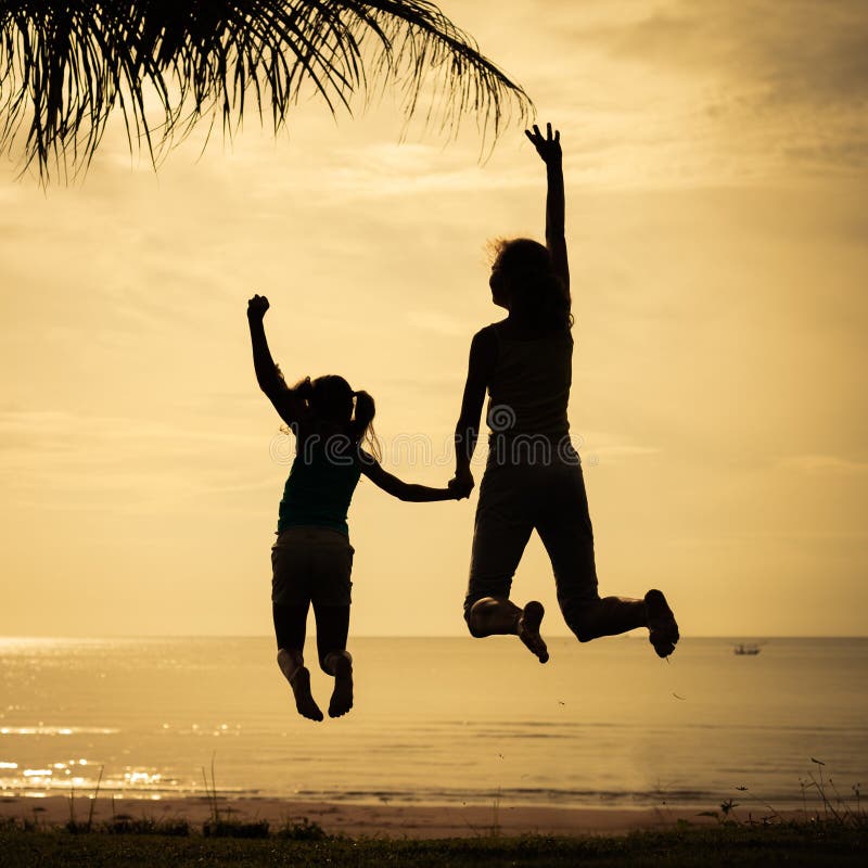 Mother And Daughter Jumping Stock Image Image Of Healthy Playing
