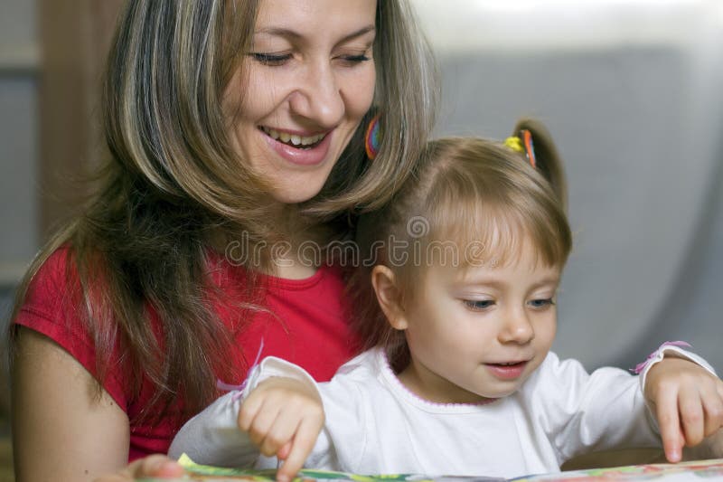 Mother and Daughter Learning at Home Stock Photo - Image of interior ...