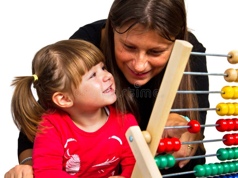 Mother and Daughter Learning Math with Abacus Stock Photo - Image of ...