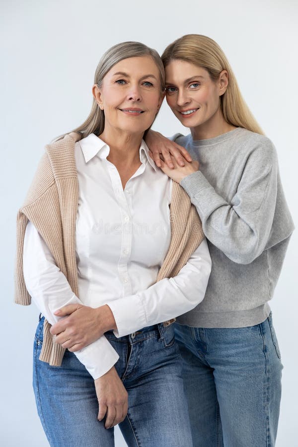 Mother and Daughter Looking Contented and Feeling Good Together Stock ...
