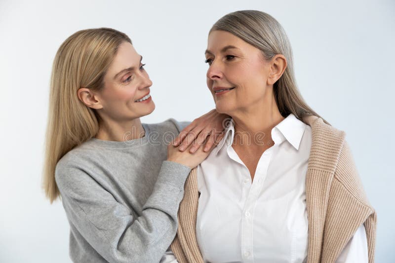 Mother and Daughter Looking Contented and Feeling Good Together Stock ...