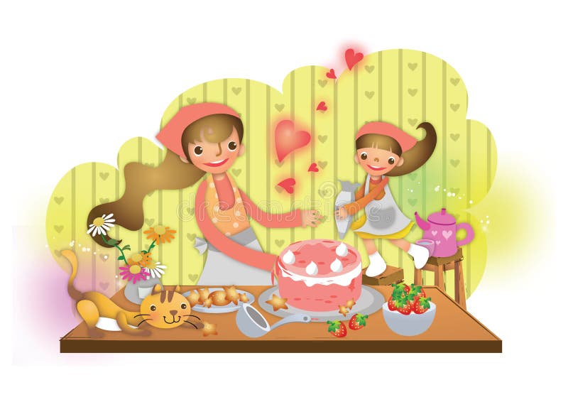 Mother Making Cake Stock Illustrations – 274 Mother Making Cake Stock ...