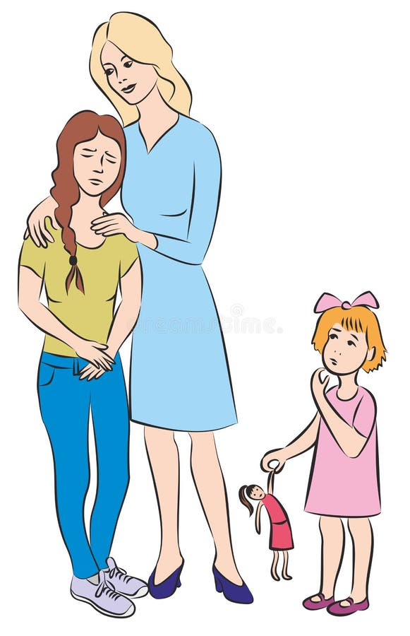 Mother and Daughter at Menarche Stock Vector - Illustration of girl ...