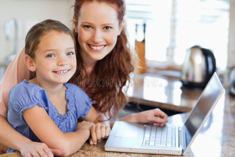 Busy Mother Working from Home with Daughter Stock Image - Image of ...